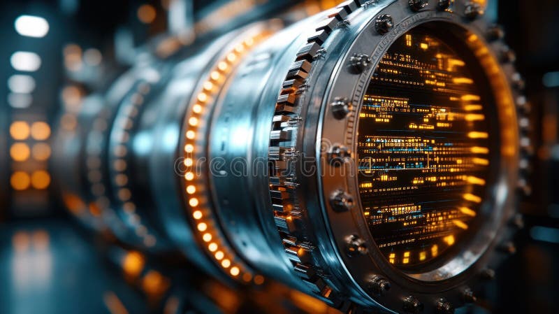 Futuristic Engine Component with Glowing Digital Data Stock ...