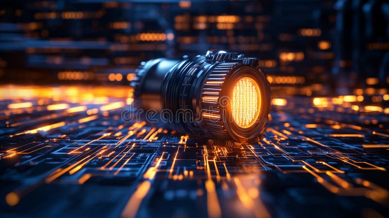 Futuristic Engine Core with Glowing Elements on Digital Background ...