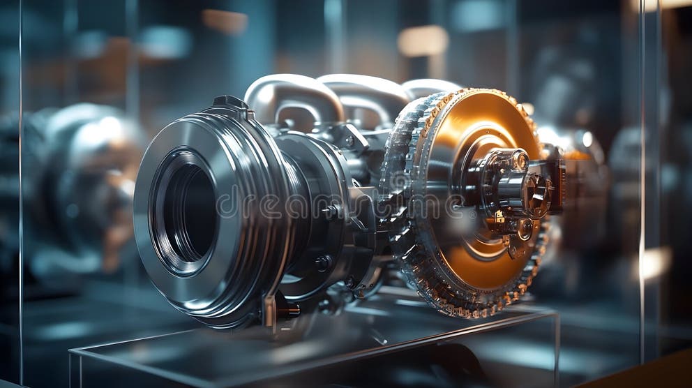 Futuristic Engine Design with Intricate Components and Metallic Finish ...