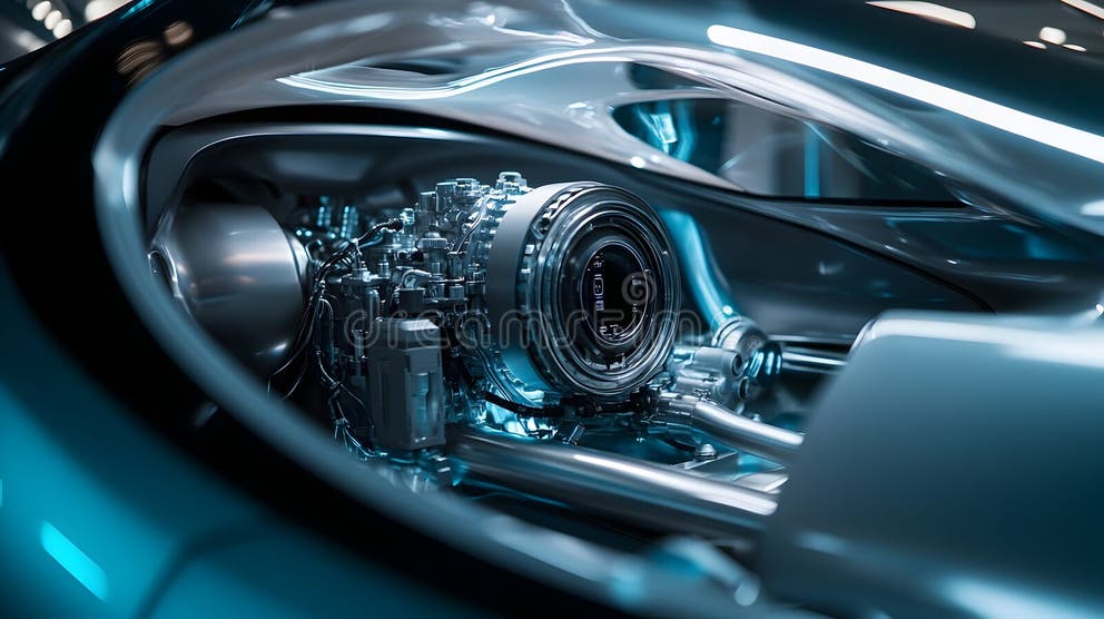 Futuristic Engine Design with Metallic Components and Complex Machinery ...