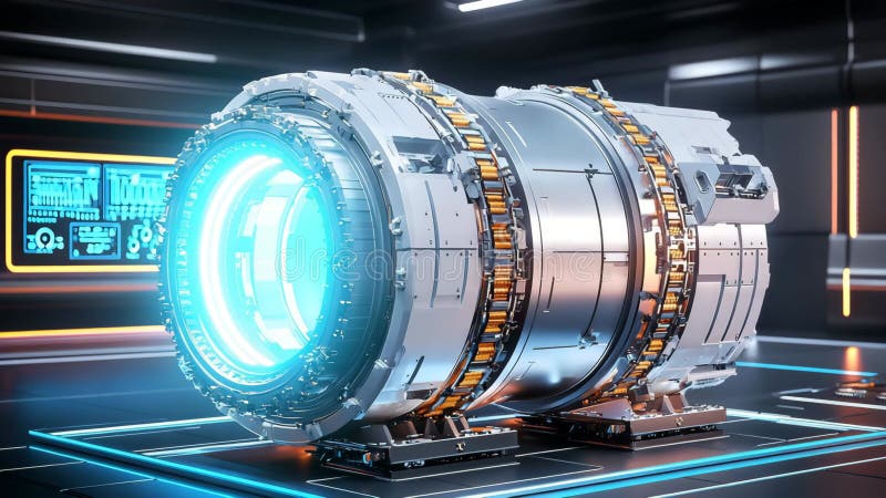 Futuristic Engine or Generator in a High-tech Environment with Glowing ...