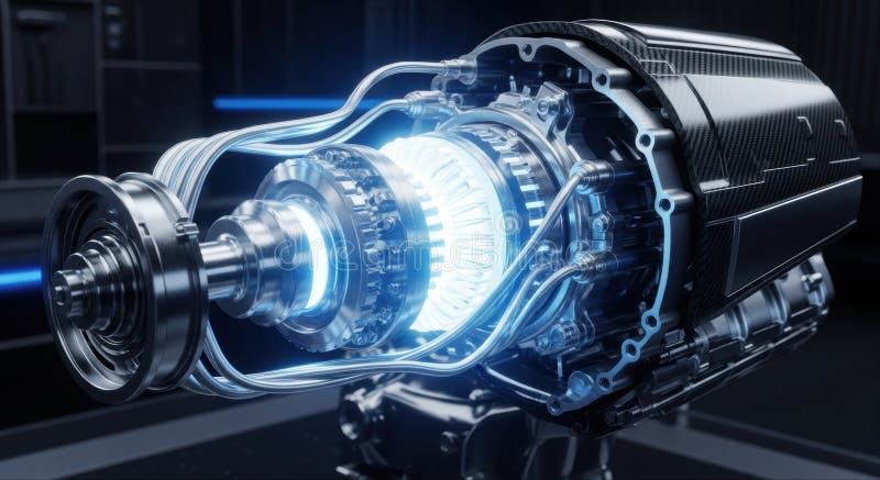 Futuristic Engine with Glowing Blue Core Representing Advanced ...
