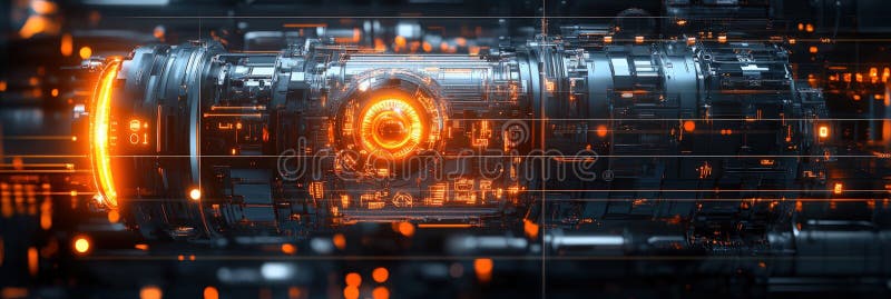 Futuristic Engine with Glowing Components Stock Illustration ...