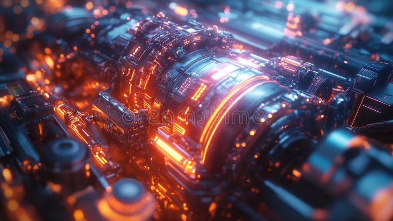 Futuristic Engine with Glowing Components - Generative Ai Stock ...