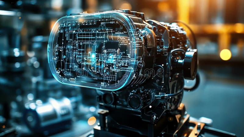 Futuristic Engine Hologram Showing Advanced Technology in a Modern ...