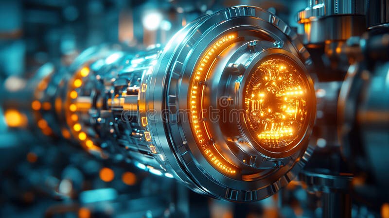 Futuristic Engine or Machine with Glowing Lights Stock Illustration ...