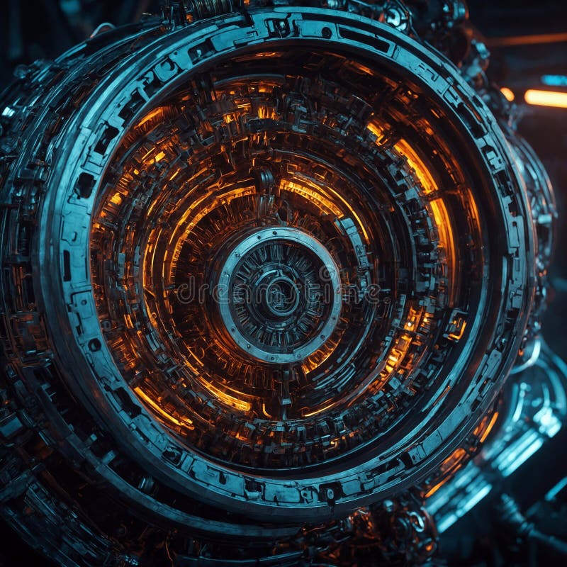 Futuristic Engine or Machine with Glowing Parts. Concept of Advanced ...