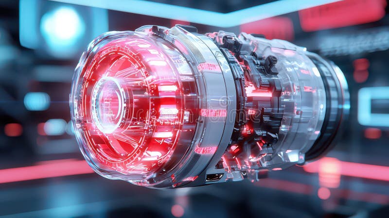 Futuristic Engine, Sci-Fi Technology, Red Light Stock Illustration ...