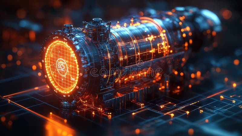 Futuristic Engine Technology Sci Fi Digital Render of a Sleek High Tech ...