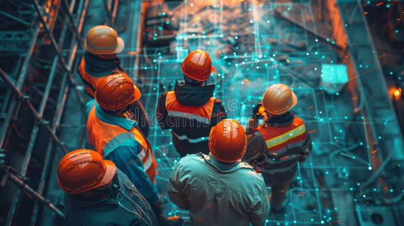 Futuristic Engineering Team with Holographic Interfaces for Site ...