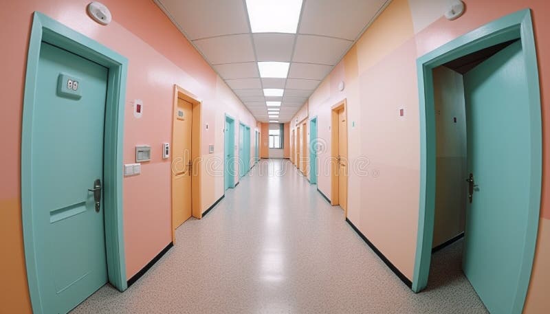 The Futuristic Entrance Hall with Steel Locker and Blue Reflection ...