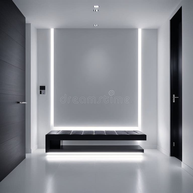 Futuristic Entryway Modern Bench in a Contemporary Setting Stock ...