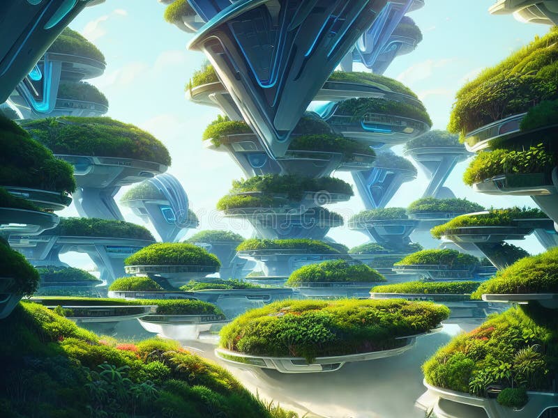 Futuristic Environmentally Friendly Green City with Sophisticated ...
