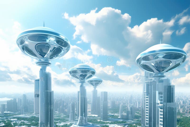 Futuristic Environmentally Friendly Power Plant of the Future Stock ...