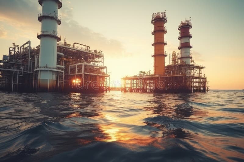 Futuristic Power Plant of the Future in the Ocean, Water Energy Stock ...