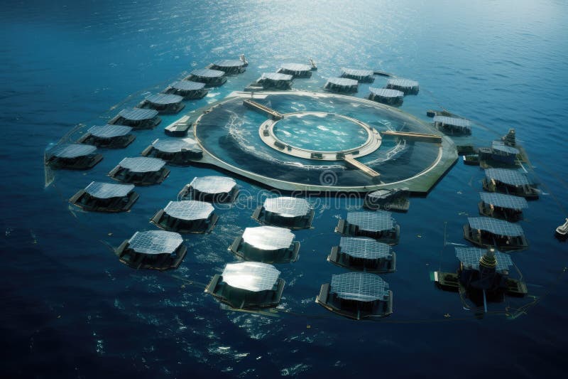 Futuristic Power Plant of the Future in the Ocean, Water Energy Stock ...