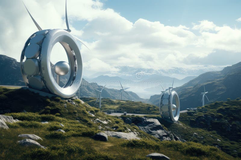 Futuristic Environmentally Friendly Power Plant of the Future Stock ...