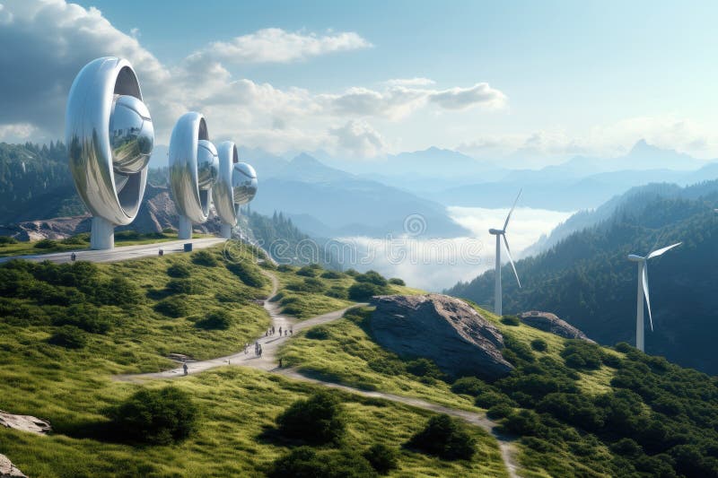 Futuristic Environmentally Friendly Power Plant of the Future Stock ...