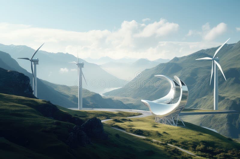 Futuristic Environmentally Friendly Power Plant of the Future Stock ...