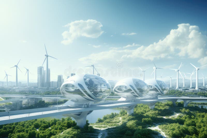 Futuristic Environmentally Friendly Power Plant of the Future Stock ...