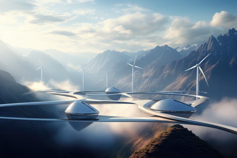 Futuristic Environmentally Friendly Power Plant of the Future Stock ...
