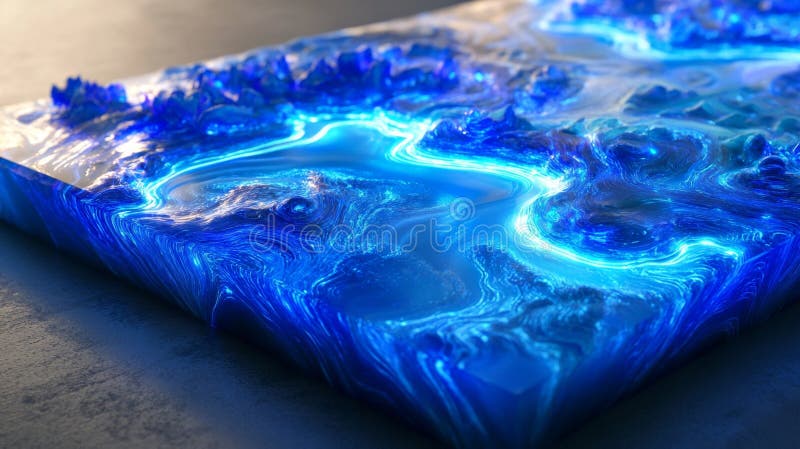 Futuristic Epoxy Resin Art with Embedded LED Lights and Glow Effects ...