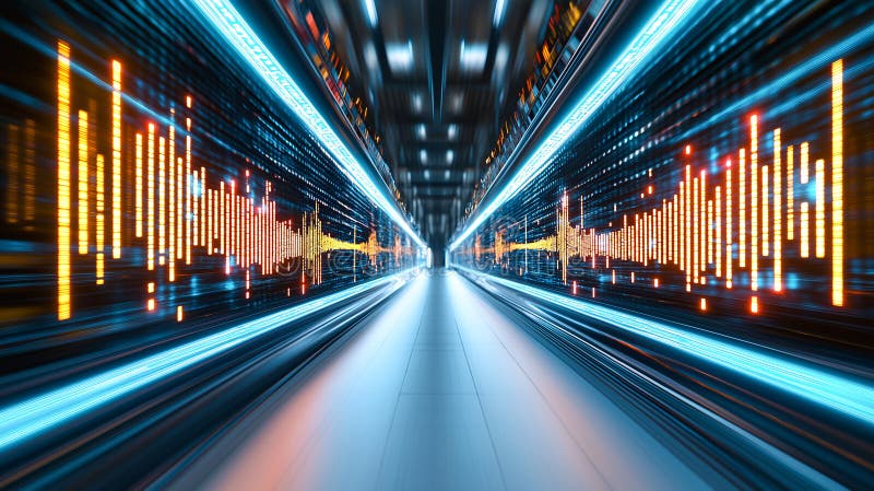 Futuristic Equalizer Bars Create Vibrant Visual in Neon Lit Space ...