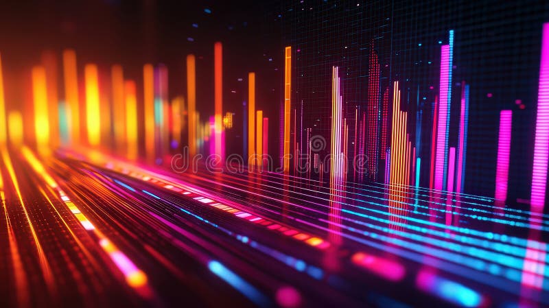Futuristic Equalizer Bars Pulsing in Neon Environment Digital Art ...