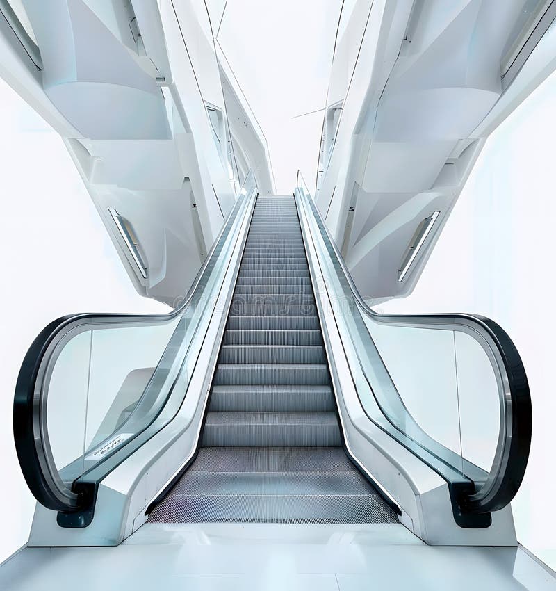 Futuristic Escalator in Modern Architectural Space with Minimalist ...