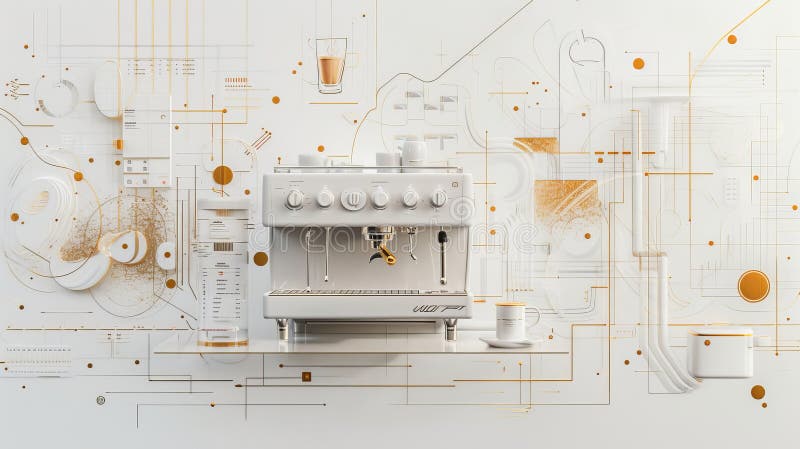 Futuristic Espresso Machine with Minimalist Design Stock Image - Image ...
