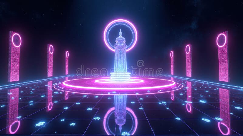 A Futuristic and Ethereal Scene Featuring a Glowing, Futuristic Neon ...