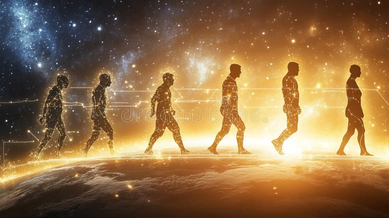 Futuristic Evolution Concept with Digital Human Figures Stock Image ...