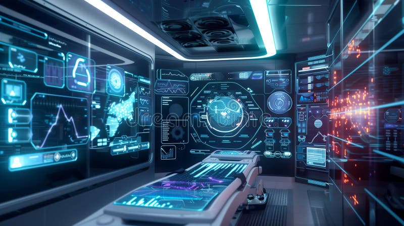 Futuristic Examination Room with Interfaces Technology Healthcare ...