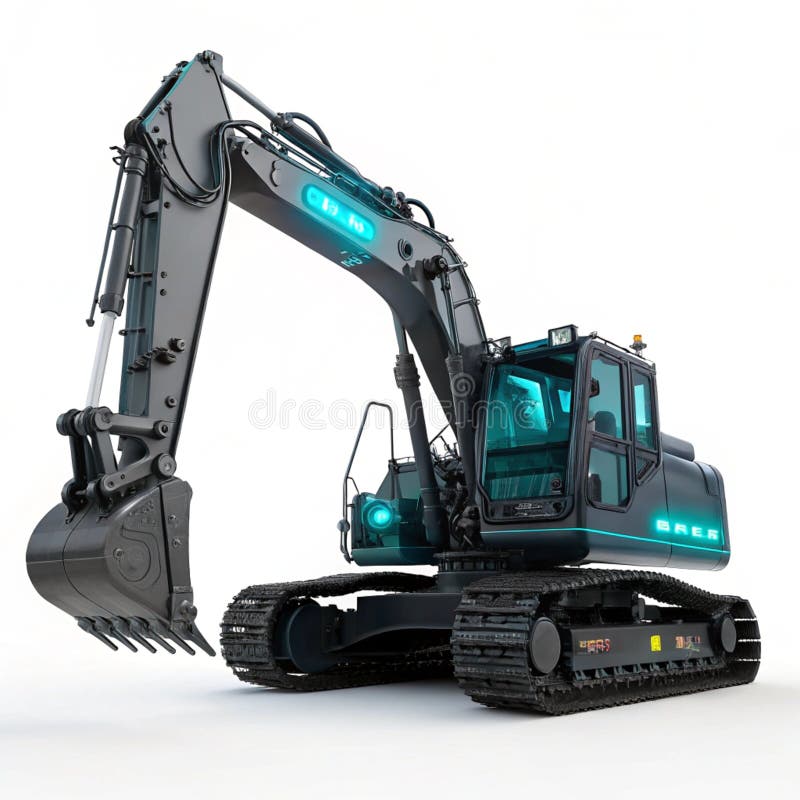 Futuristic Excavator Machine Isolated on Transparent Background Stock ...