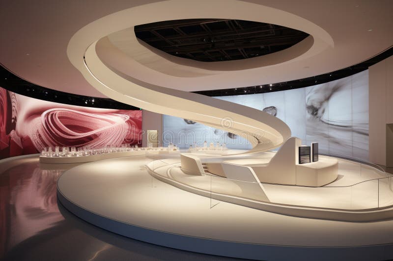 Futuristic Exhibition Space Design Stock Illustration - Illustration of ...