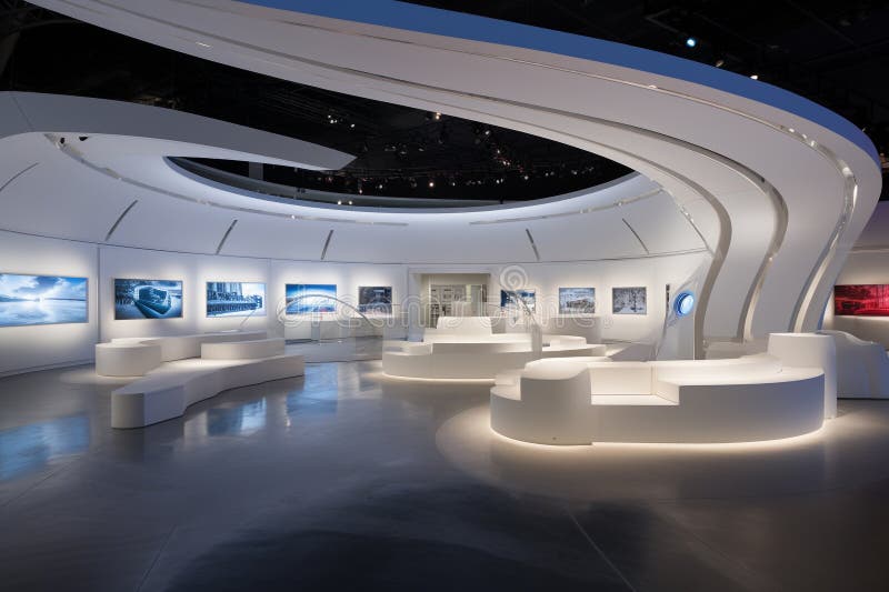 Futuristic Exhibition Space Stock Illustration - Illustration of white ...