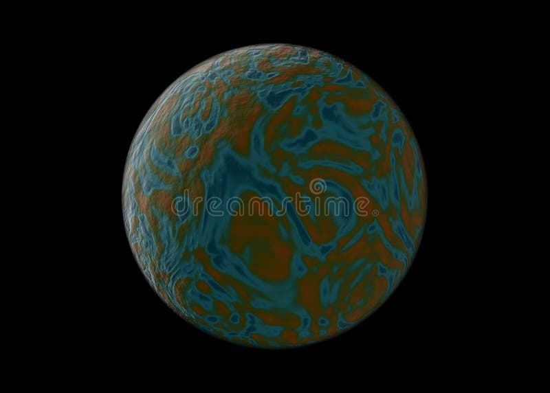 Sci-fi Exoplanet with Water and Continents on Black, 3D Rendering Stock ...