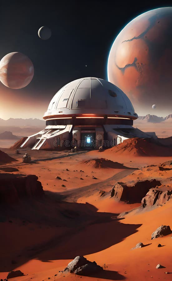 Futuristic Extraterrestrial City: Space Colonization Concept Art Stock ...