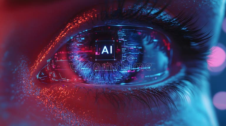 Futuristic Eye with Artificial Intelligence Display Stock Illustration - Illustration of human ...