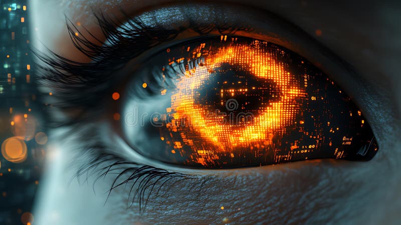 Futuristic Eye, City Reflection, Digital Iris, Night, Cyberpunk ...