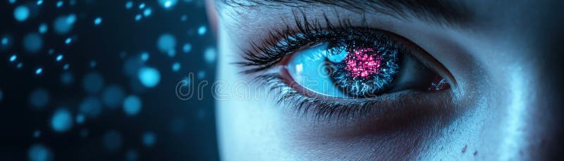 Futuristic Eye Close-Up with Sci-Fi Digital Iris and Glowing Bokeh ...