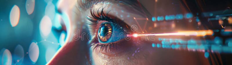 Futuristic Eye Close-up with Vibrant Digital Enhancements and Light ...