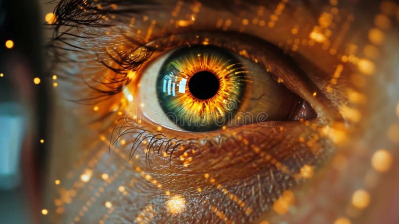 Futuristic Eye Design Featuring Digital Circuit Patterns in Vibrant ...