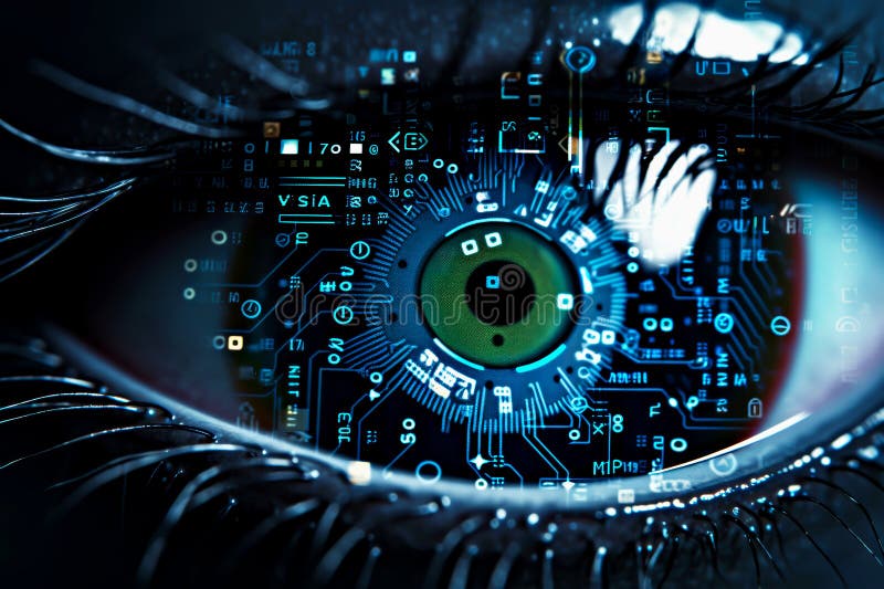 Futuristic Eye with Digital Circuits Stock Image - Image of hightech ...