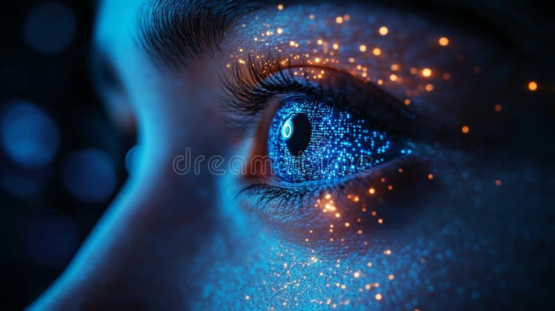 Futuristic Eye with Digital Effects Generative AI Stock Illustration ...