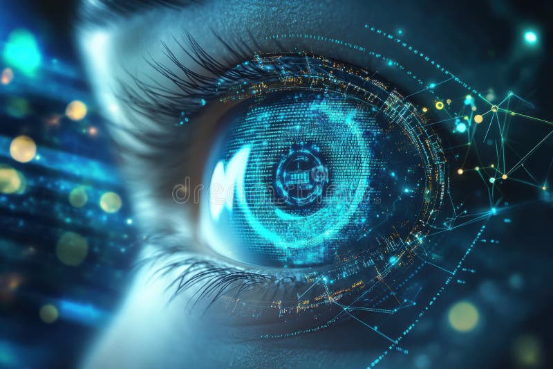 Futuristic Eye with Digital Elements Reflecting Data and Technology ...
