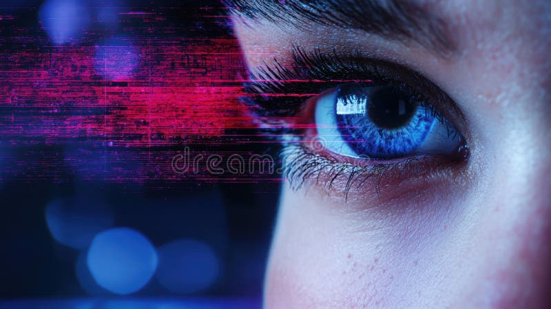Futuristic Eye with Digital Glitch Effect Stock Illustration ...