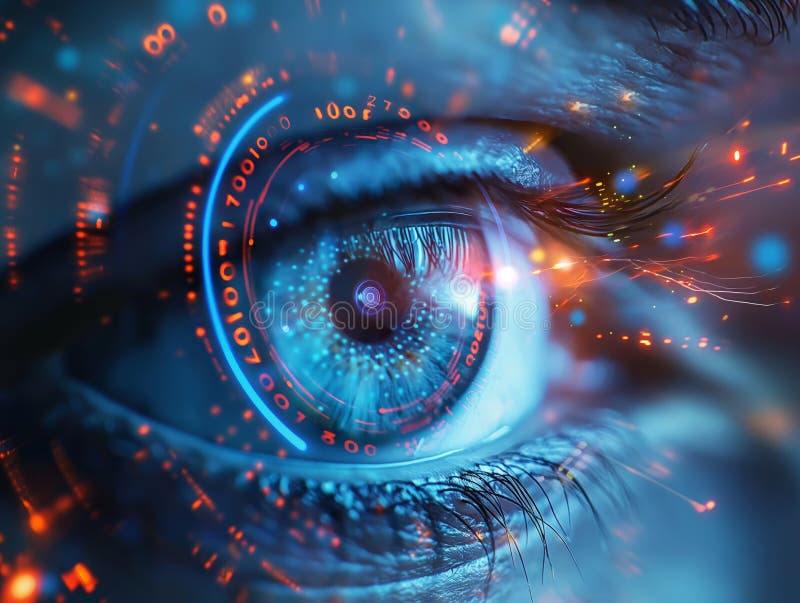 Futuristic Eye with Digital Interface Stock Photo - Image of closeup ...