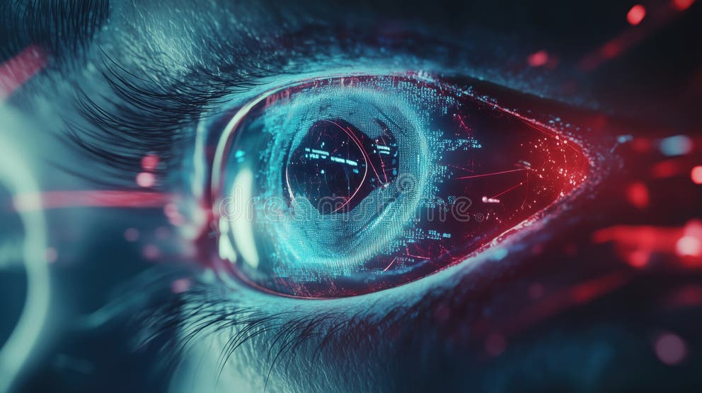Futuristic Eye with Digital Interface, Glowing Patterns, and Data ...