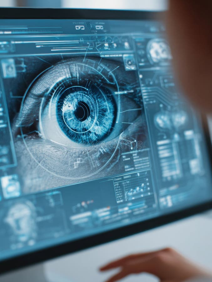 Virtual Eye Exam Displayed on Computer Screen Featuring Advanced User ...